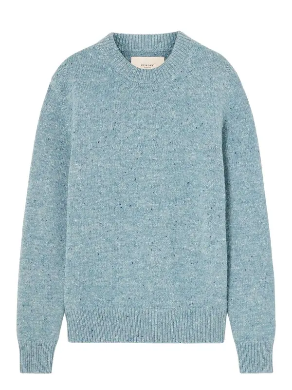 Purdey Dorton Donegal Wool And Cashmere-blend Sweater - Light Blue