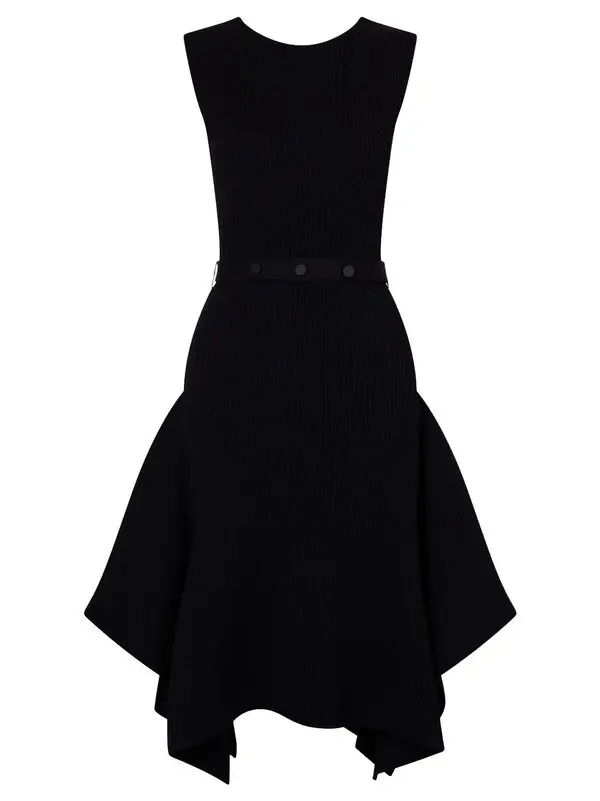 Proenza Schouler Artemis Belted Ribbed-knit Midi Dress - Black