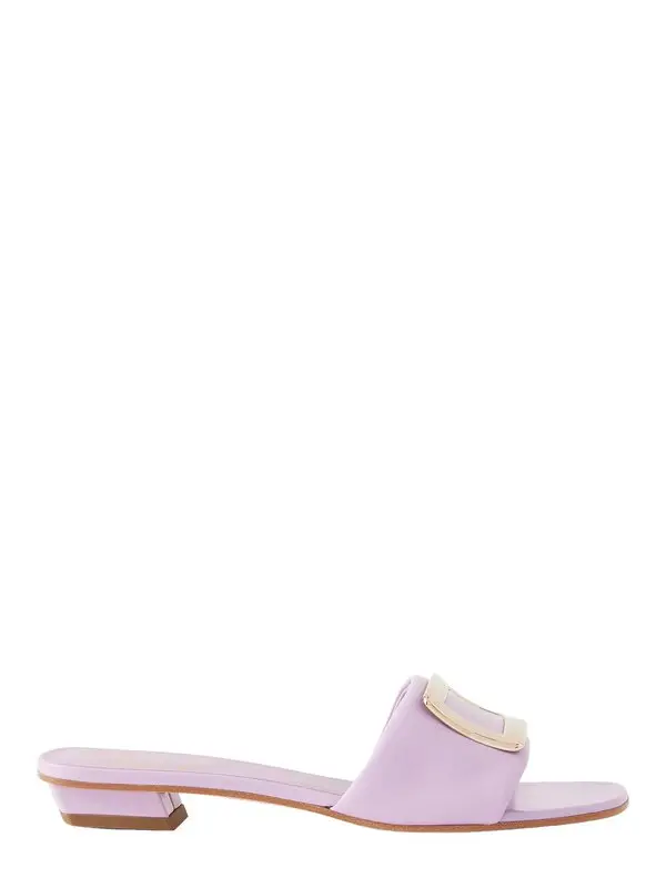 ROGER VIVIER 20 Buckled Padded-leather Mules - Purple