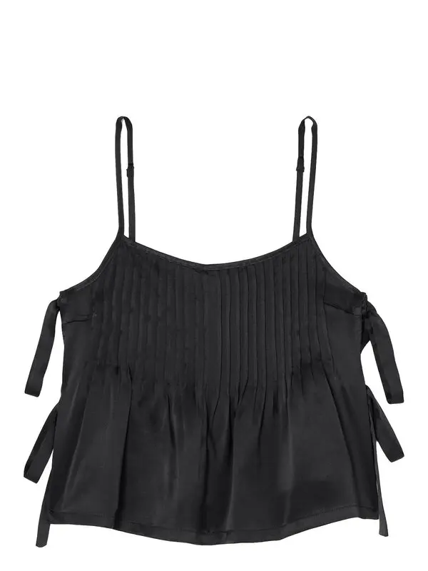 R13 Cropped Tie-detailed Pintucked Camisole - Black
