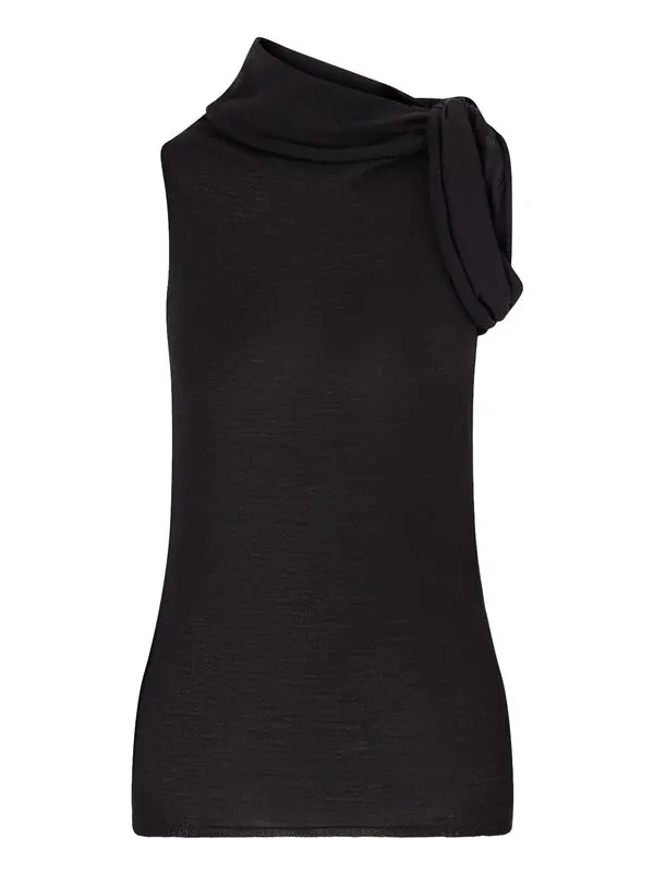 Rick Owens Draped Wool Turtleneck Top - Black