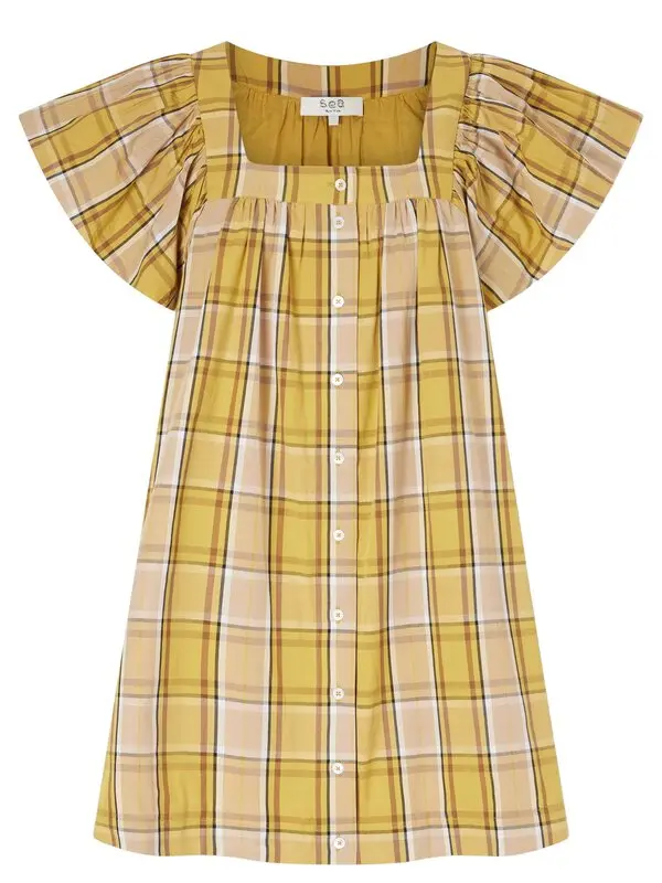 Sea Copeland Plaid Mini Dress - Yellow