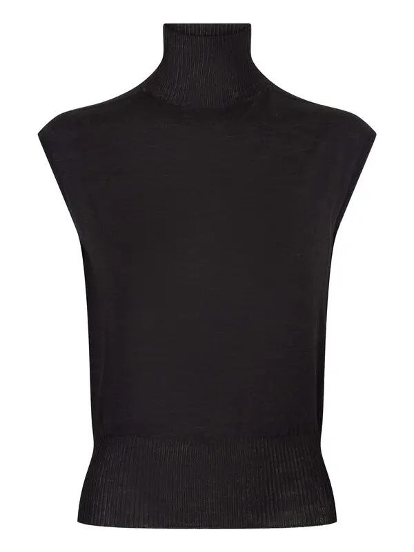 Rick Owens Wool Turtleneck Top - Black