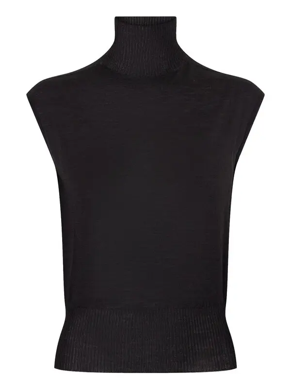 Rick Owens Wool Turtleneck Top - Black