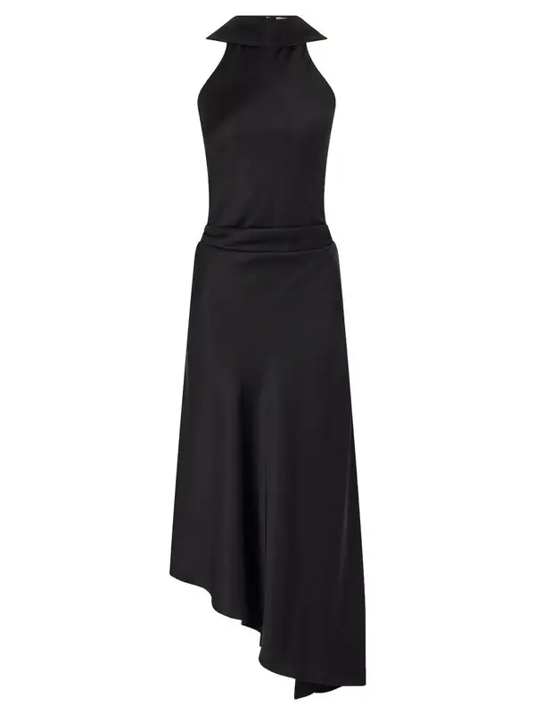 Simkhai Monica Asymmetric Tie-detailed Halterneck Midi Dress - Black