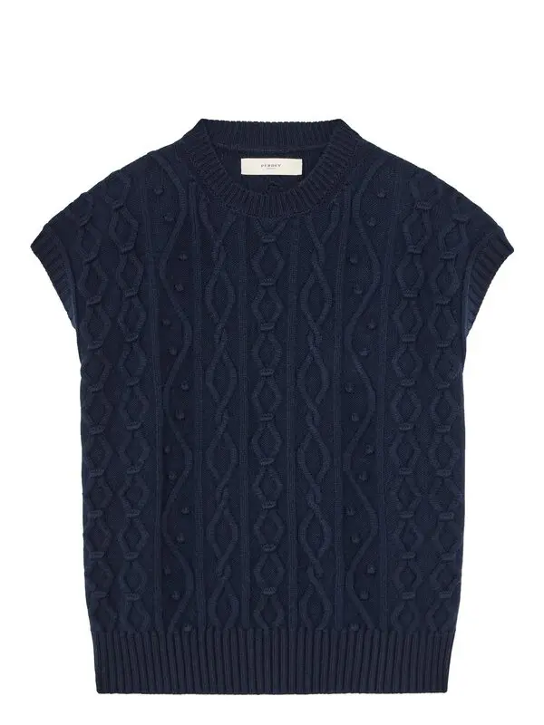Purdey Cable-knit Cotton And Cashmere-blend Vest - Blue