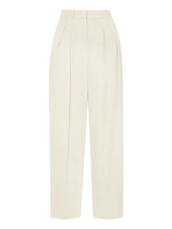 Loulou De Saison Alio Pleated Twill Wide-leg Pants - Neutrals