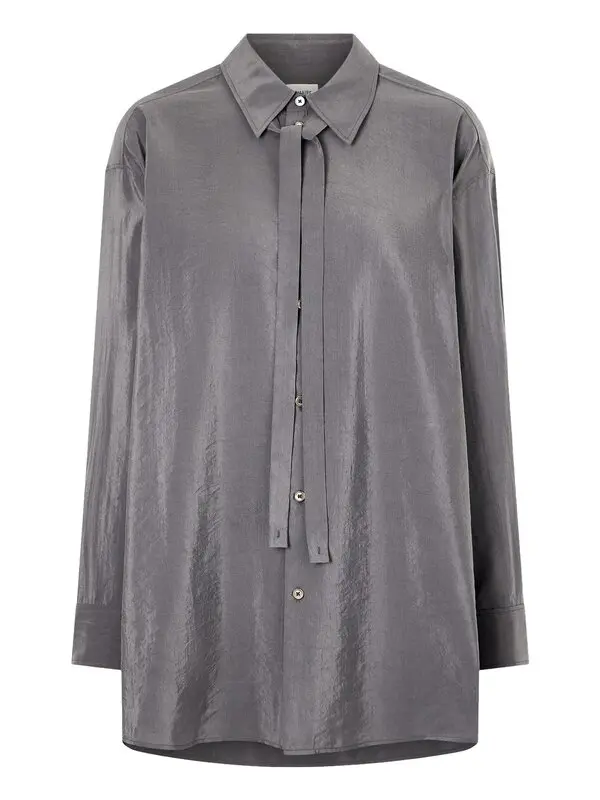 LEMAIRE Tie-detailed Crinkled Silk-blend Shirt - Gray