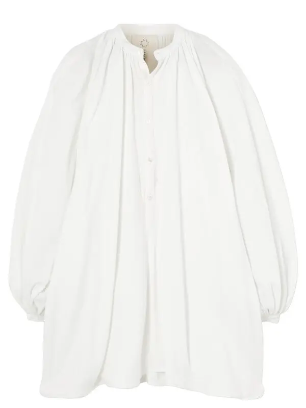 MARRAKSHI LIFE Touareg Oversized Cotton Mini Dress - White