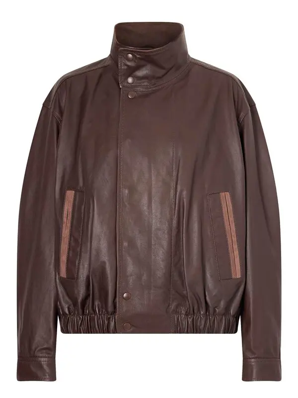 LEMAIRE Suede-trimmed Leather Jacket - Brown
