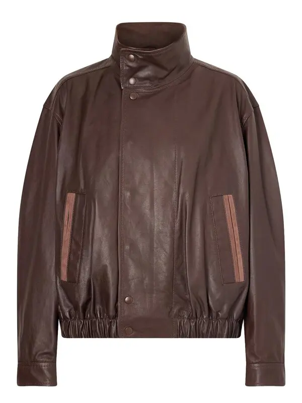 LEMAIRE Suede-trimmed Leather Jacket - Brown