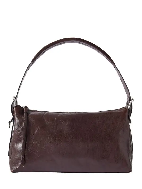 LEMAIRE Belted Baguette Leather Shoulder Bag - Burgundy