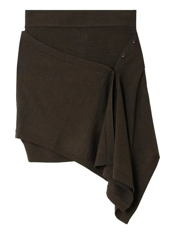 LEMAIRE Asymmetric Draped Wool-blend Skirt - Brown