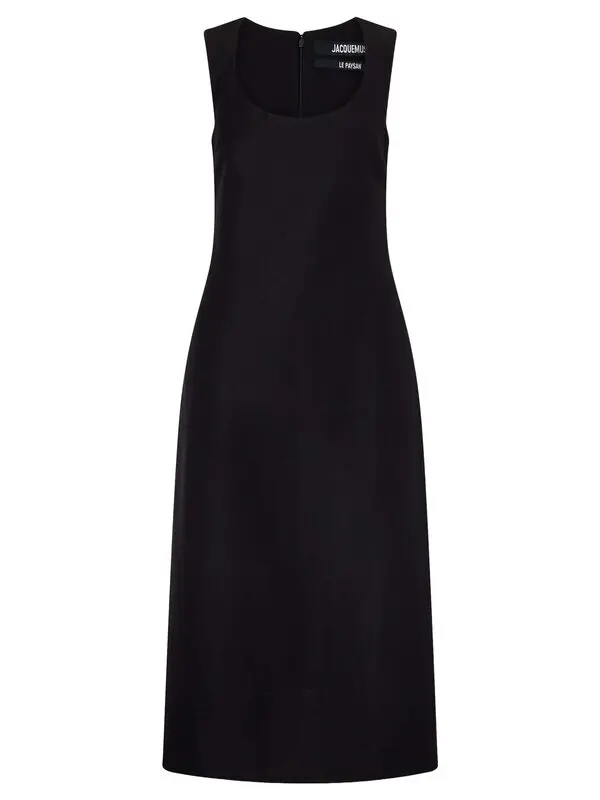 Jacquemus Tablier Linen-blend Midi Dress - Black