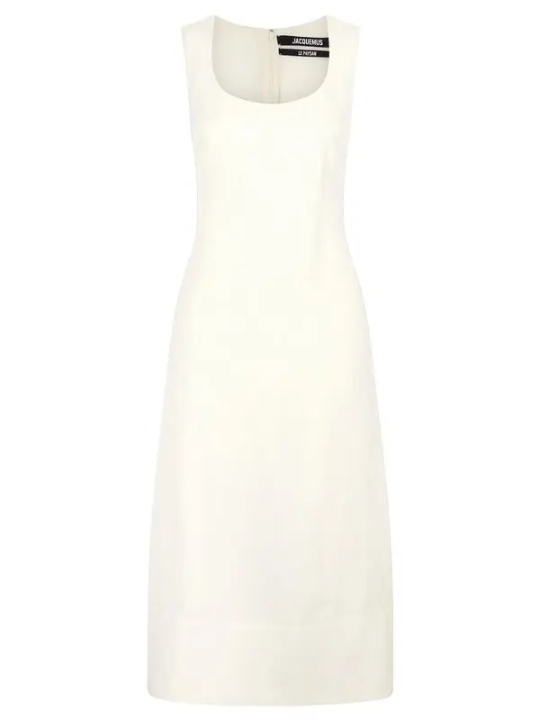 Jacquemus Tablier Linen-blend Midi Dress - Neutrals