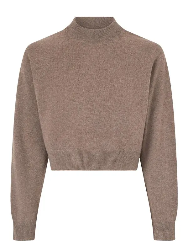 JIL SANDER Cropped Wool And Cashmere-blend Sweater - Brown