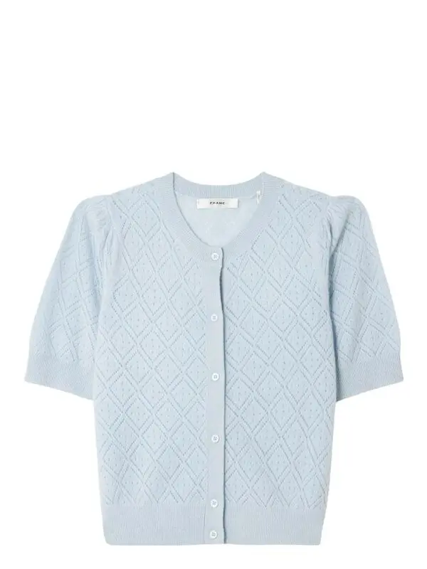 FRAME Pointelle-knit Cashmere Cardigan - Sky Blue