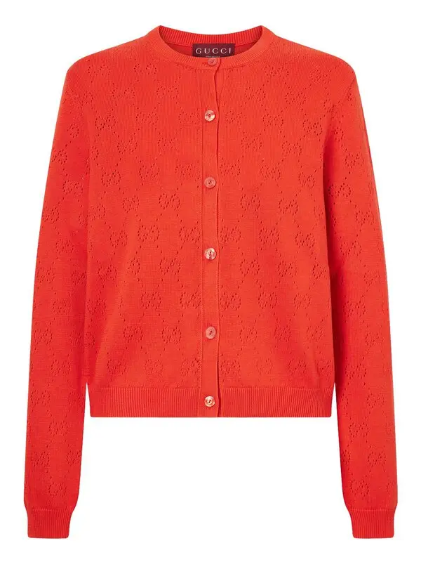 Gucci Perforated Silk-blend Cardigan - Red