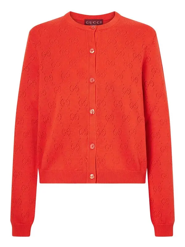 Gucci Perforated Silk-blend Cardigan - Tomato Red
