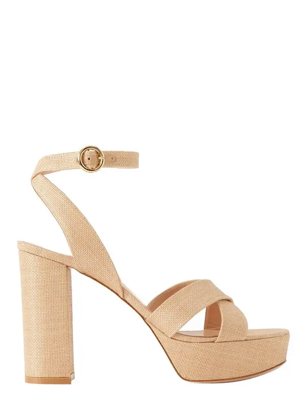 GIANVITO ROSSI Sabrina Haiti 70 Raffia Platform Sandals - Neutral