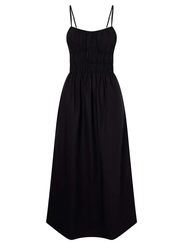 Faithfull The Brand Marianne Cotton-voile Midi Dress - Black