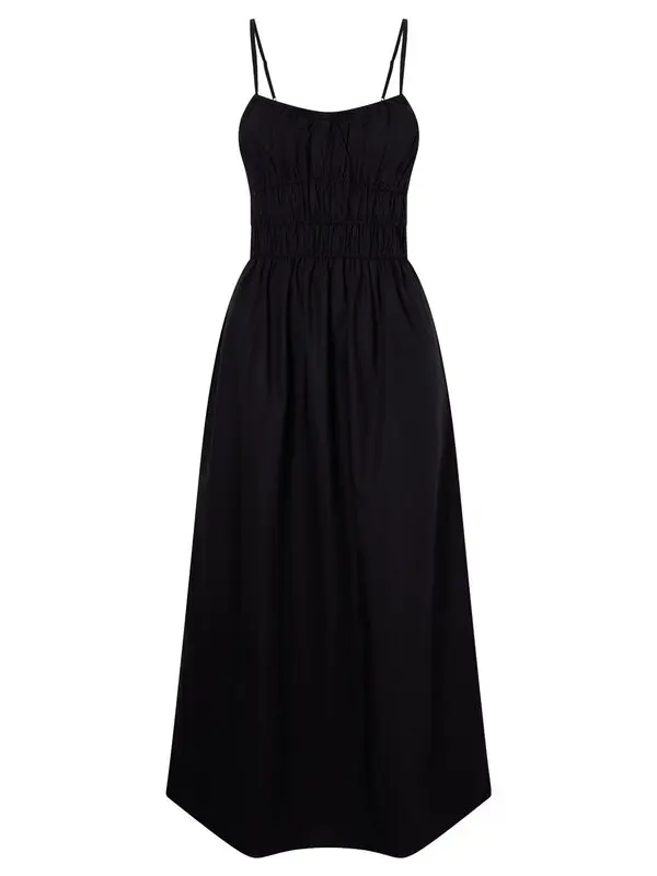 Faithfull The Brand Marianne Cotton-voile Midi Dress - Black