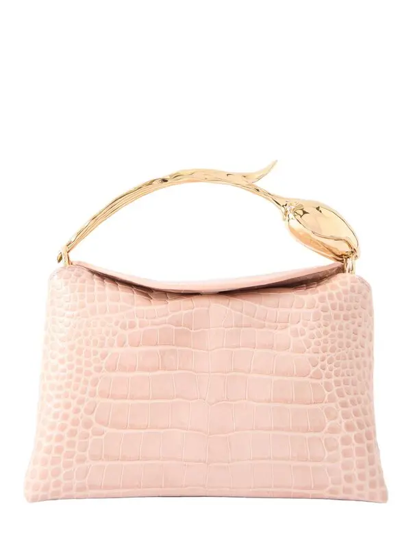 Erdem Bloom Croc-effect Leather Shoulder Bag - Pastel Pink