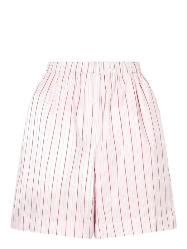 Faithfull The Brand Angelo Striped Cotton-poplin Shorts - Pink