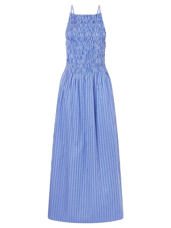 Faithfull The Brand Laia Shirred Maxi Dress - Blue