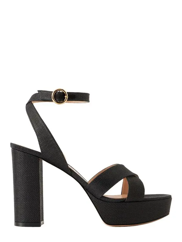 GIANVITO ROSSI Sabrina Haiti 70 Raffia Platform Sandals - Black