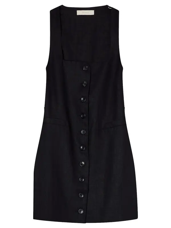 Faithfull The Brand Jacques Linen Mini Dress - Black