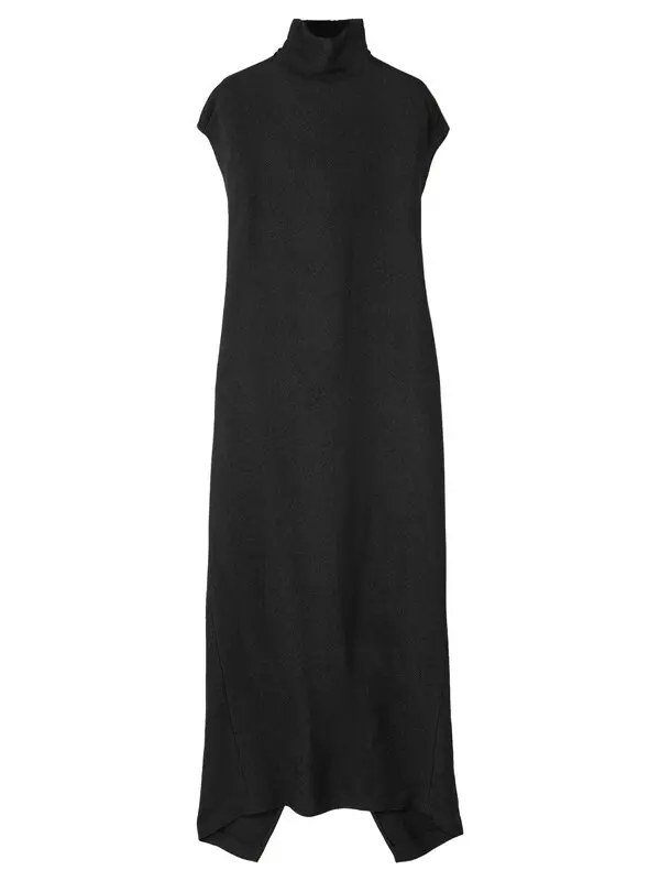 Calvin Klein Textured-crepe Turtleneck Midi Dress - Black