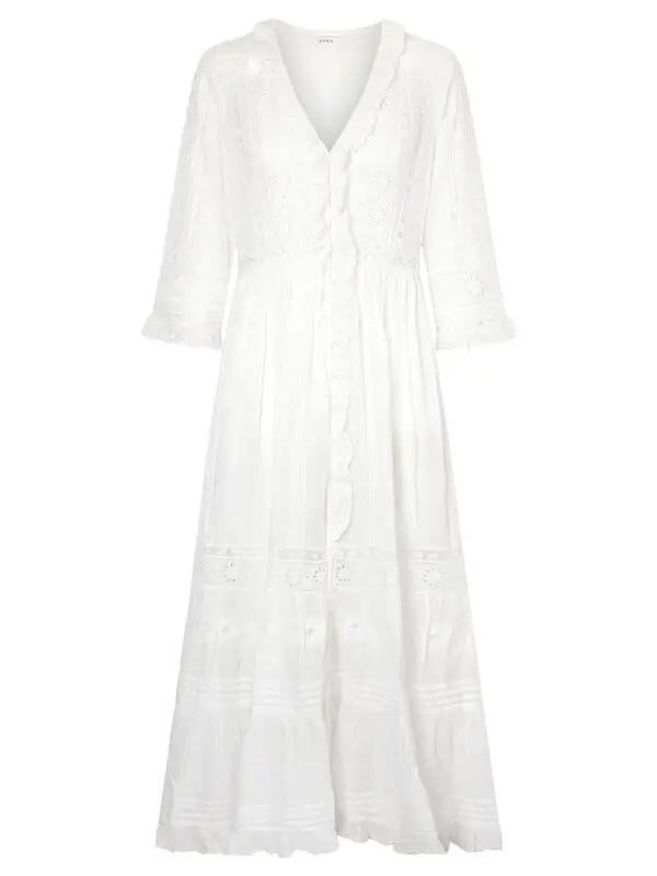 DÔEN Clemencia Organic Cotton-voile Midi Dress - White