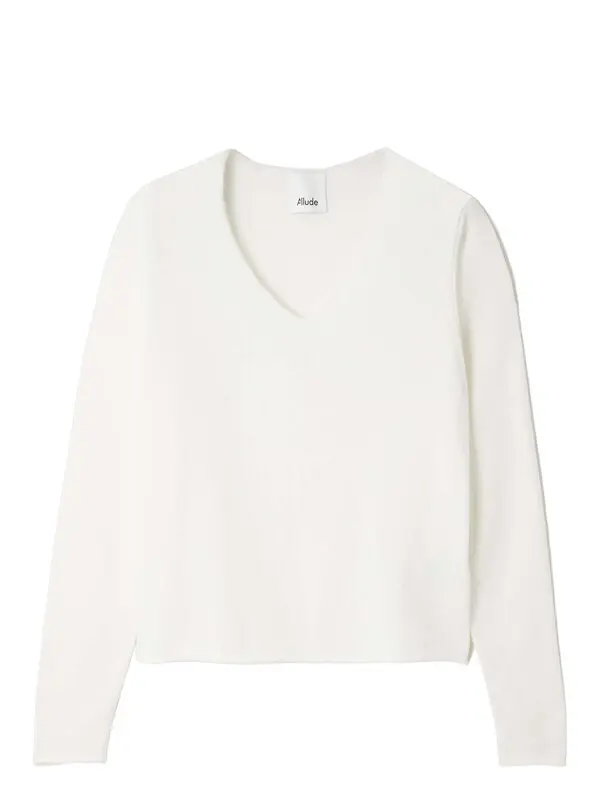 ALLUDE Cotton And Cashmere-blend Sweater - Cream