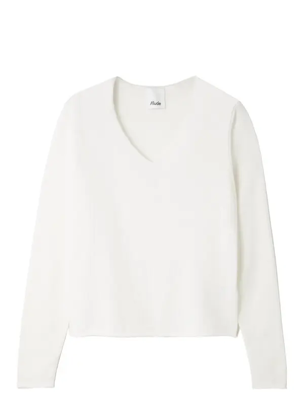 ALLUDE Cotton And Cashmere-blend Sweater - Cream