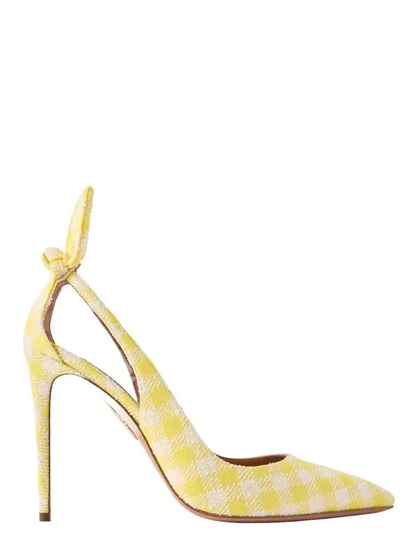 AQUAZZURA Bow Tie 105 Cutout Jacquard Pumps - Yellow