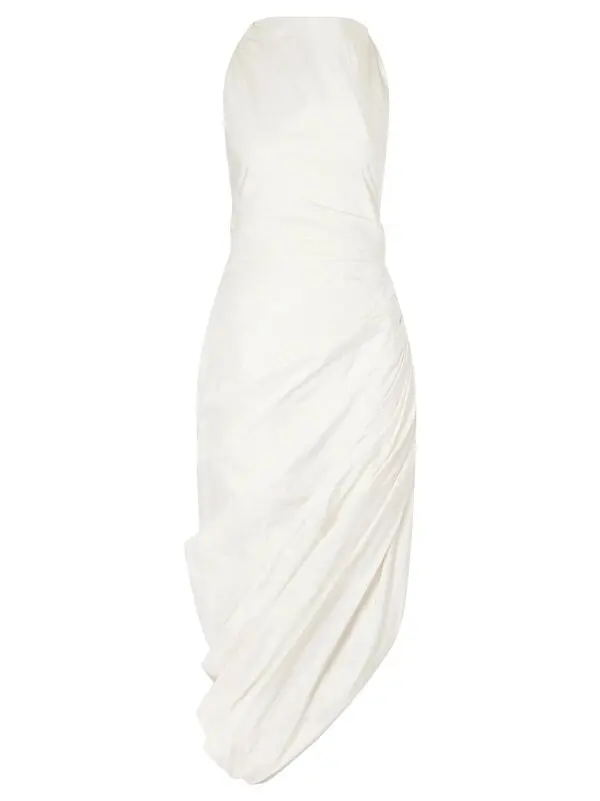 Altuzarra Dora Asymmetric Draped Taffeta Midi Dress - Neutrals