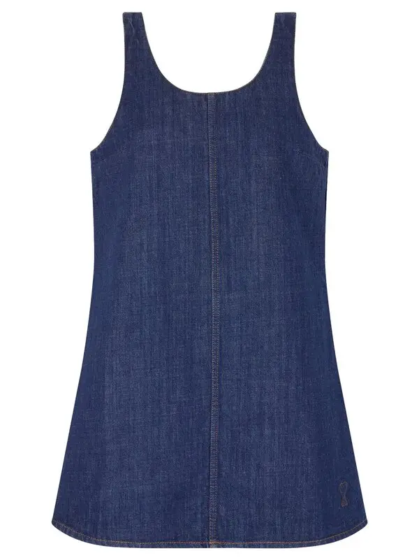 Ami Embroidered Denim Mini Dress - Blue
