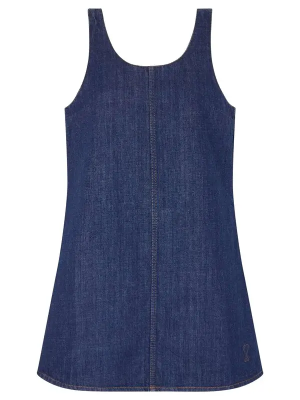 Ami Embroidered Denim Mini Dress - Dark Denim