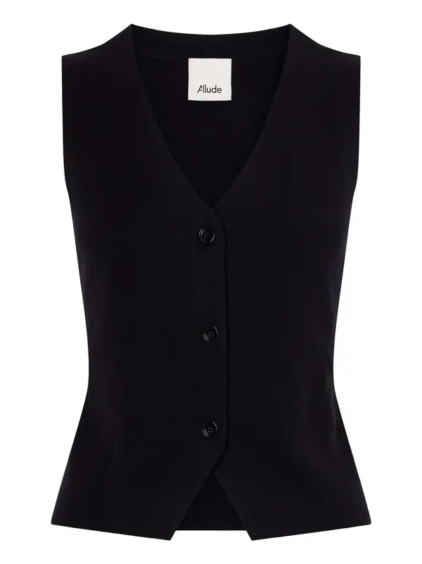 ALLUDE Wool Vest - Black
