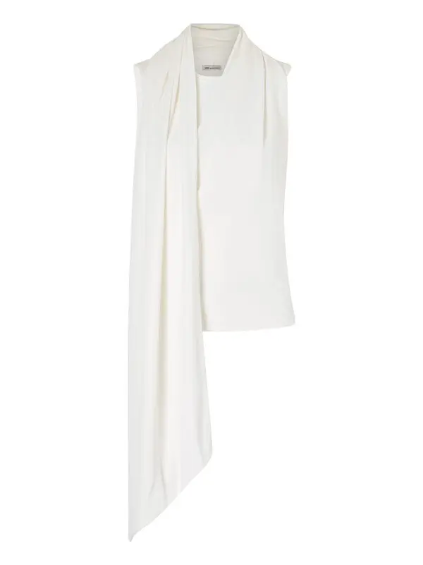 Ami Scarf-detailed Jersey Top - Neutrals