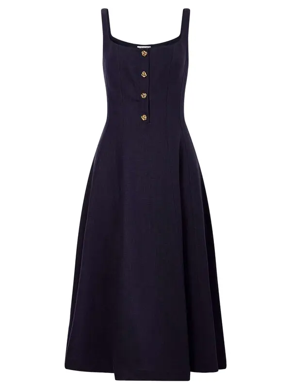 Altuzarra Orrie Paneled Cotton-blend Midi Dress - Navy