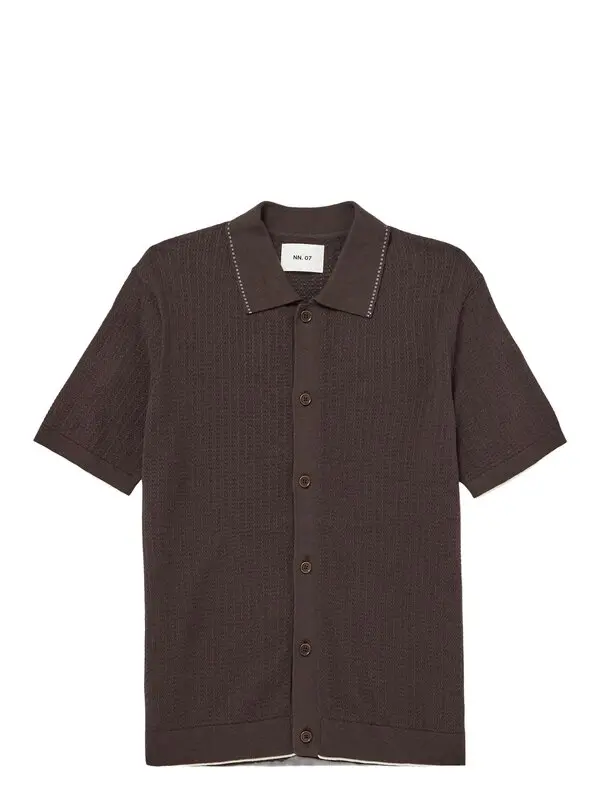 Nn07 Nalo 60039 Open-knit Cotton Shirt - Brown