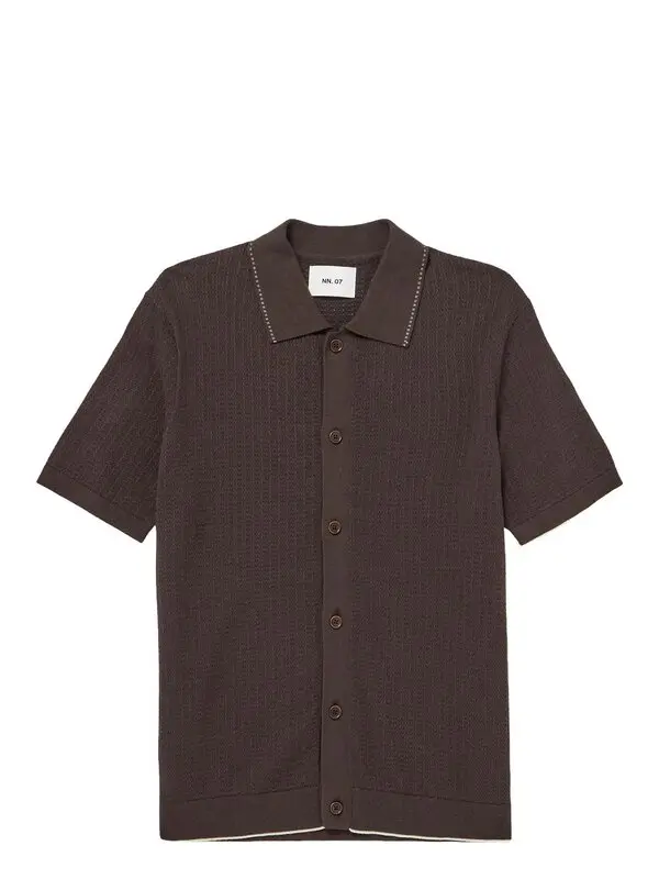 Nn07 Nalo 60039 Open-knit Cotton Shirt - Brown