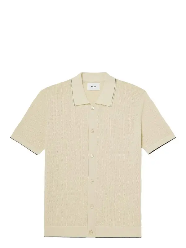 Nn07 Nalo 60039 Open-knit Cotton Shirt - Neutrals
