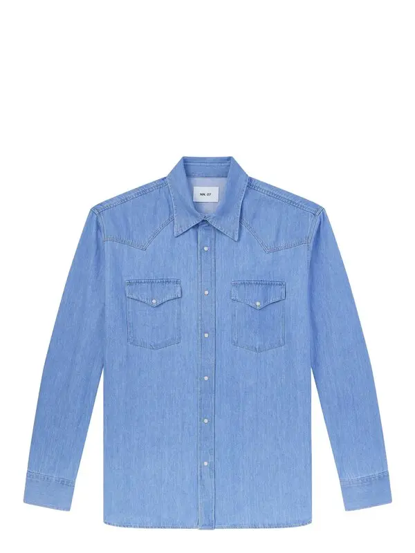 Nn07 Ricky 50015 Denim Western Shirt - Blue