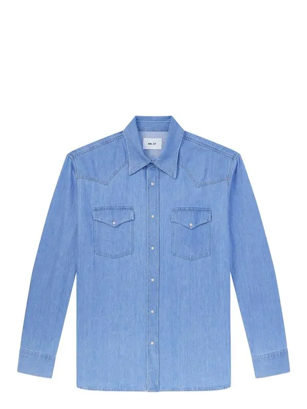 Nn07 Ricky 50015 Denim Western Shirt - Blue
