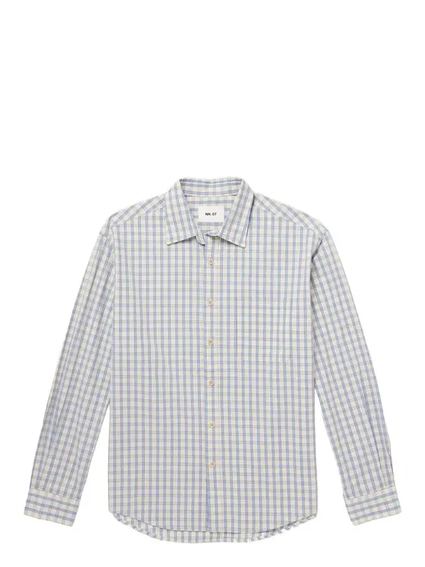 Nn07 Deon 50035 Checked Organic Cotton-poplin Shirt - Ecru