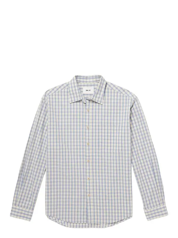 Nn07 Deon 50035 Checked Organic Cotton-poplin Shirt - Neutrals
