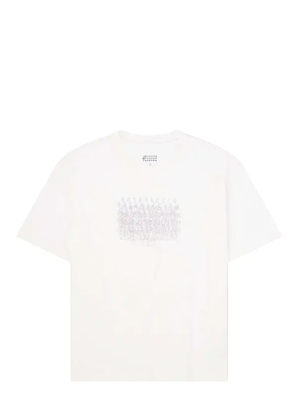 MAISON MARGIELA Embroidered Printed Cotton-jersey T-shirt - Off-white